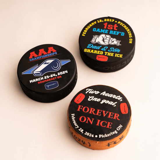 Personalized and Printed Hockey Pucks with Photo, Messages for Fans