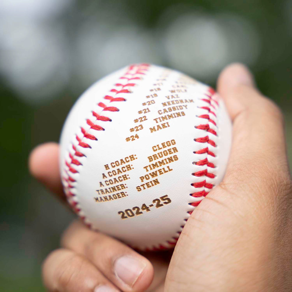 Engraved Baseballs with Team Roster and UV Printed Logo