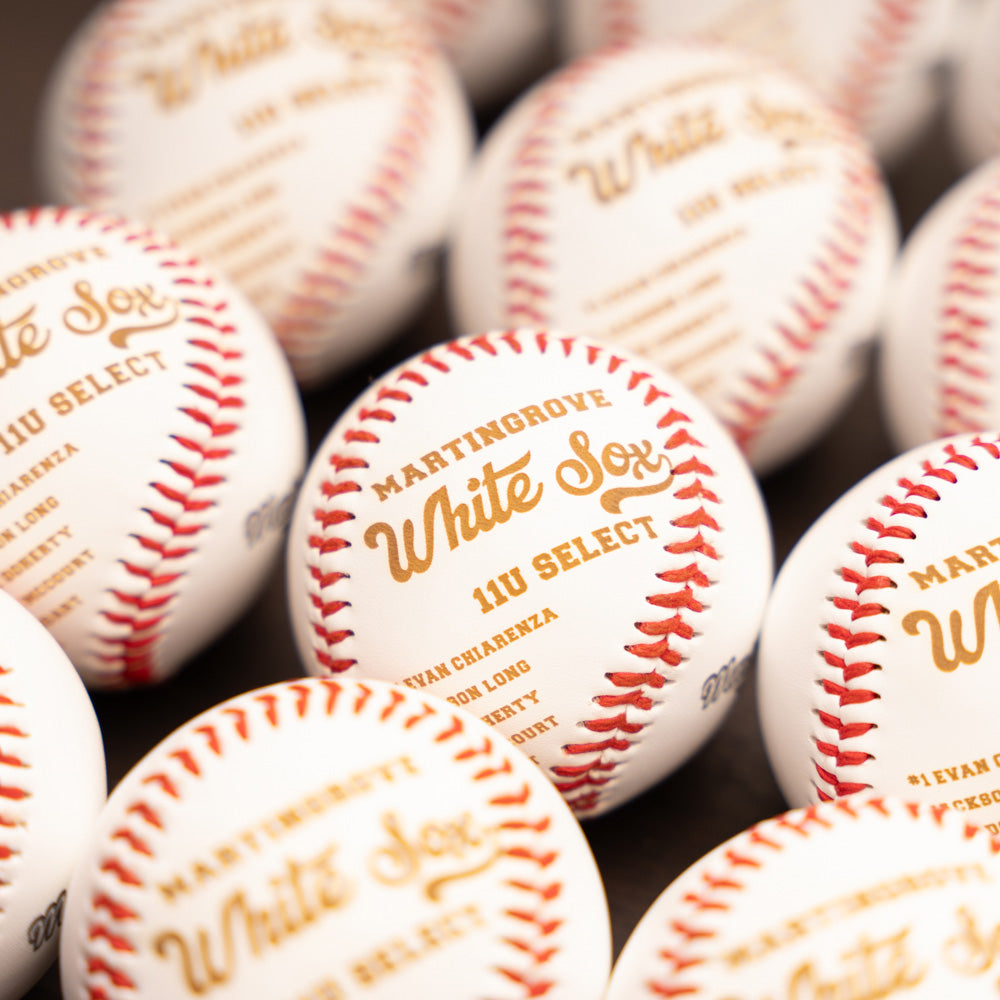 Engraved Baseballs with Team Roster and UV Printed Logo