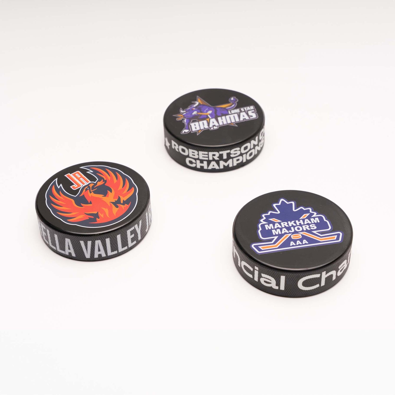 Custom Hockey Pucks with Edge Text & Logos – Perfect for Teams & Fans