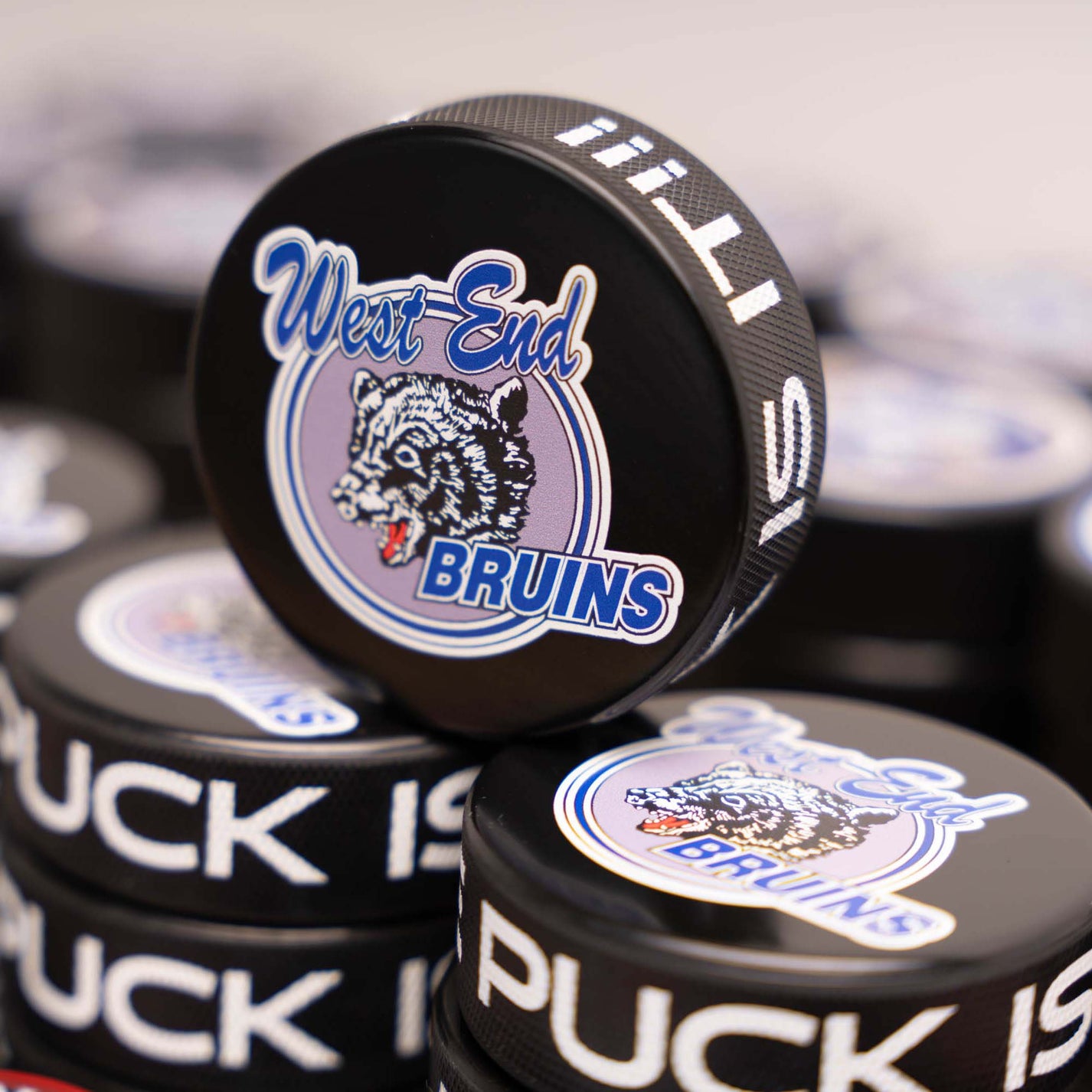 Custom Hockey Pucks with Edge Text & Logos – Perfect for Teams & Fans