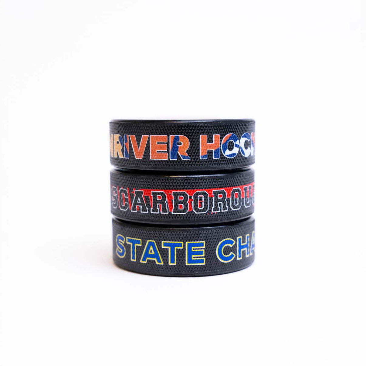 Custom Hockey Pucks with Edge Text & Logos – Perfect for Teams & Fans