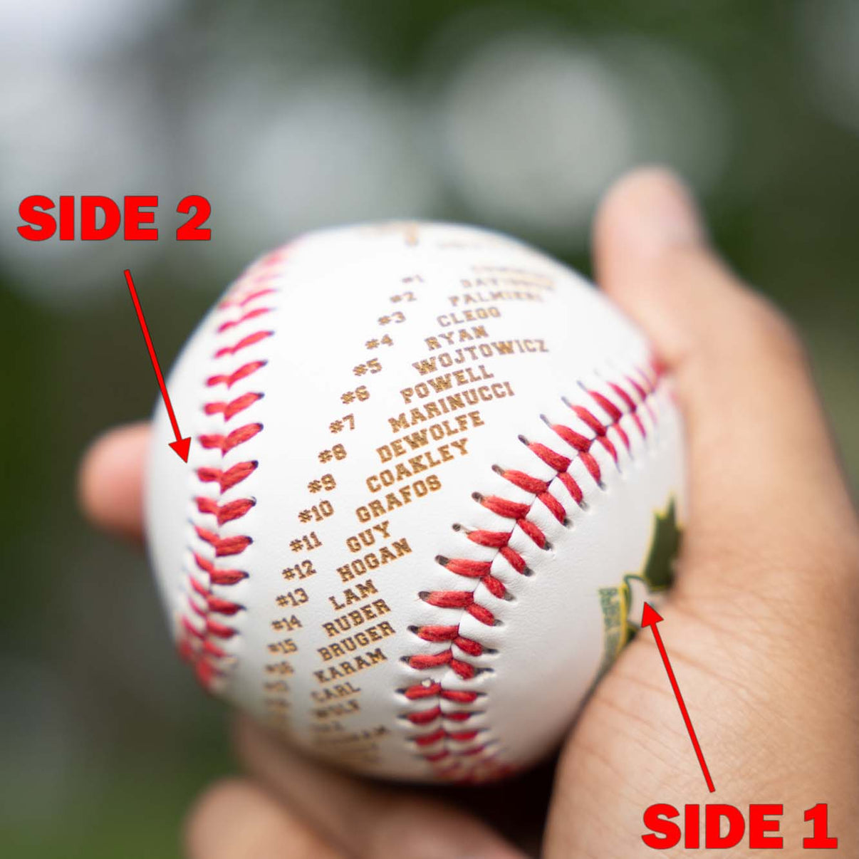 Engraved Baseballs with Team Roster and UV Printed Logo